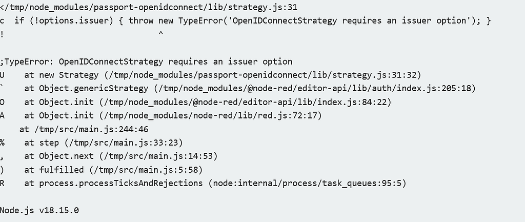 Node-Red error on launch - OpenCore - OpenIAP
