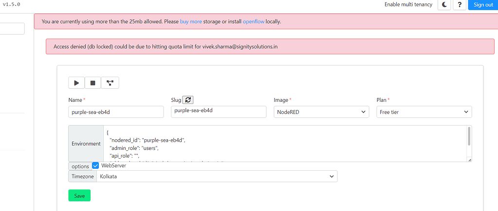 Unable to start Nodered - OpenRPA - OpenIAP