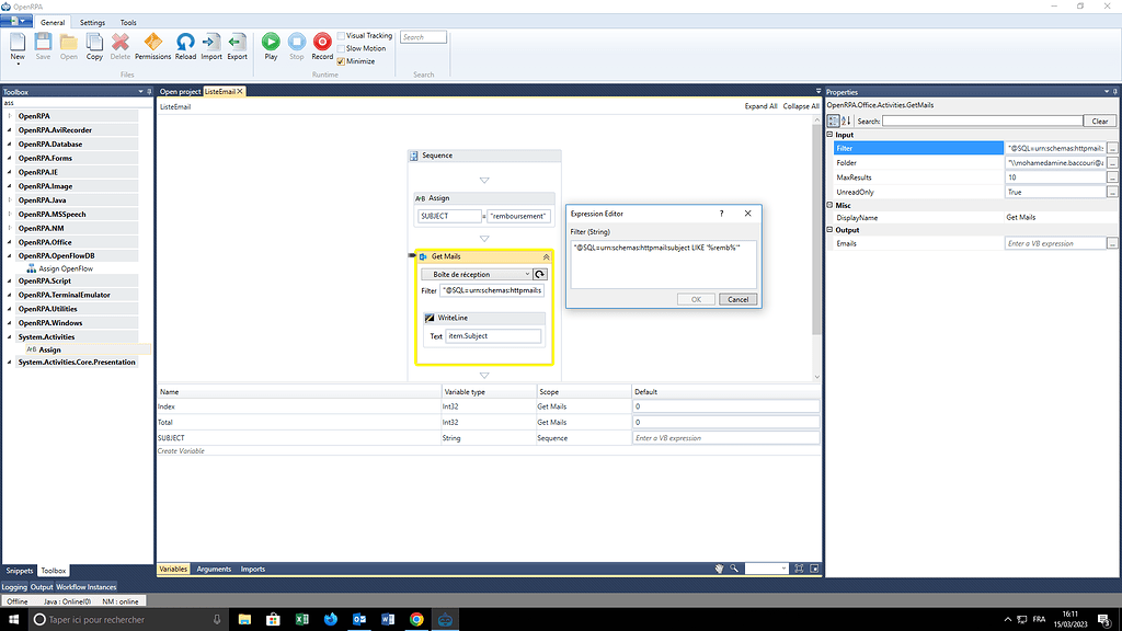 Outlook filter Problem - OpenRPA - OpenIAP