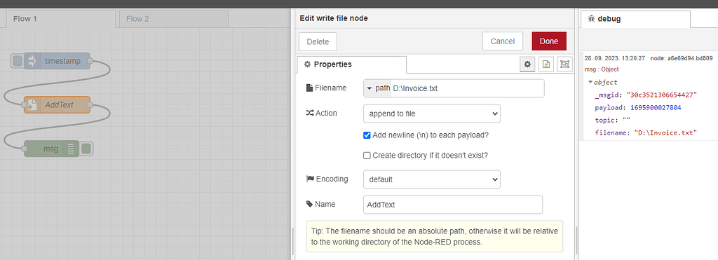 Node Red Write File Node Not Working With Windows File Path Openiap