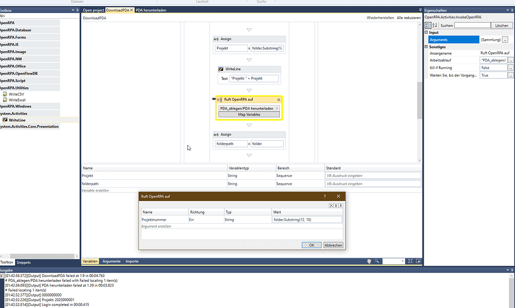 How to map Variables to other Workflow - OpenRPA - OpenIAP